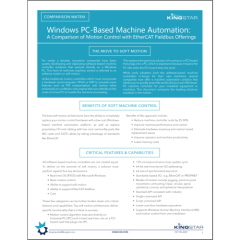 A Comparison of Motion Control with EtherCAT Fieldbus Offerings - KINGSTAR