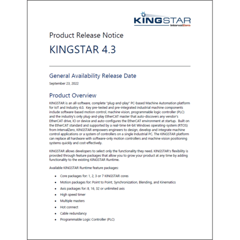 KINGSTAR 4.3 Product Release Notice - KINGSTAR